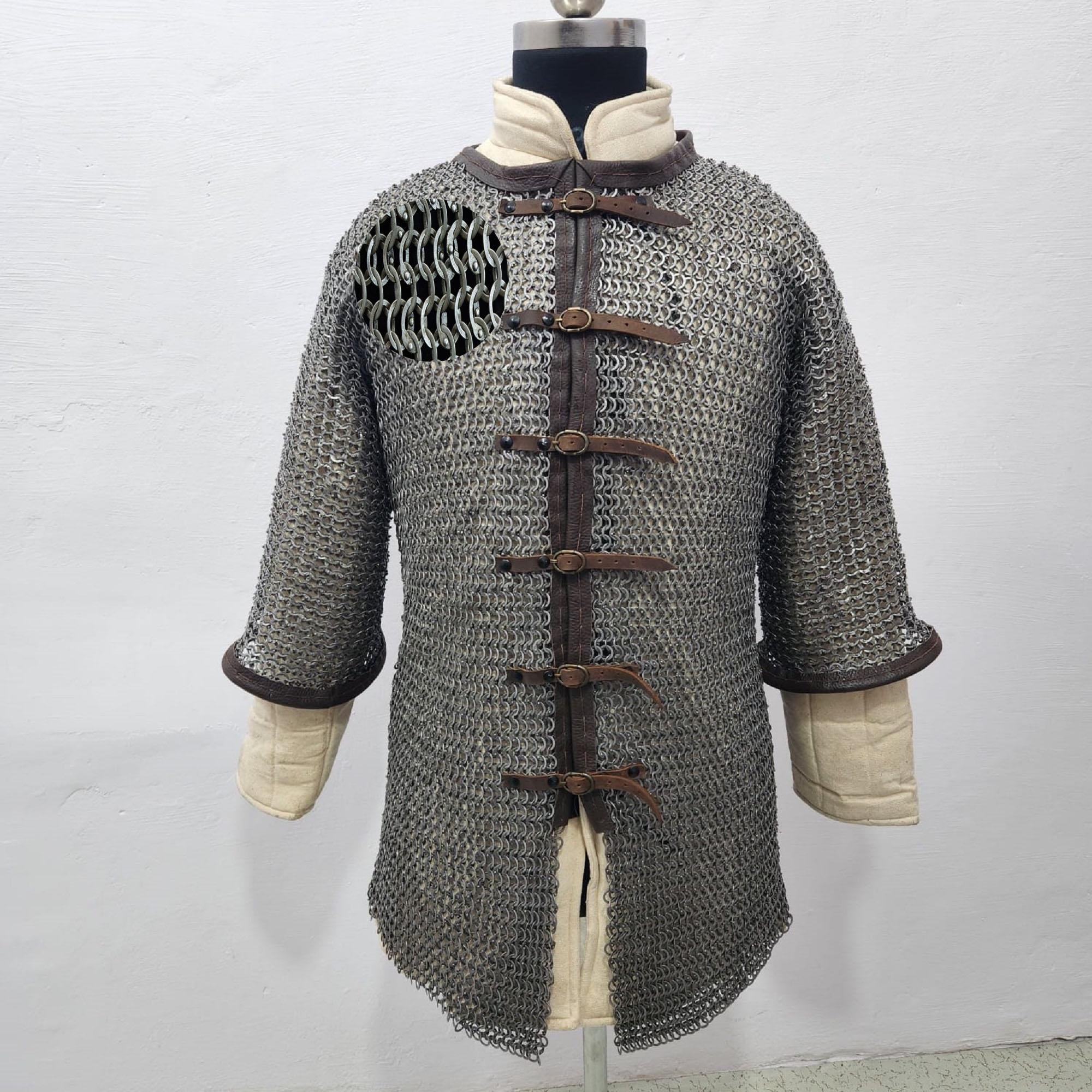 Authentic 9 Mm Medieval Chainmail Shirt With Leather Buckles | Viking ...