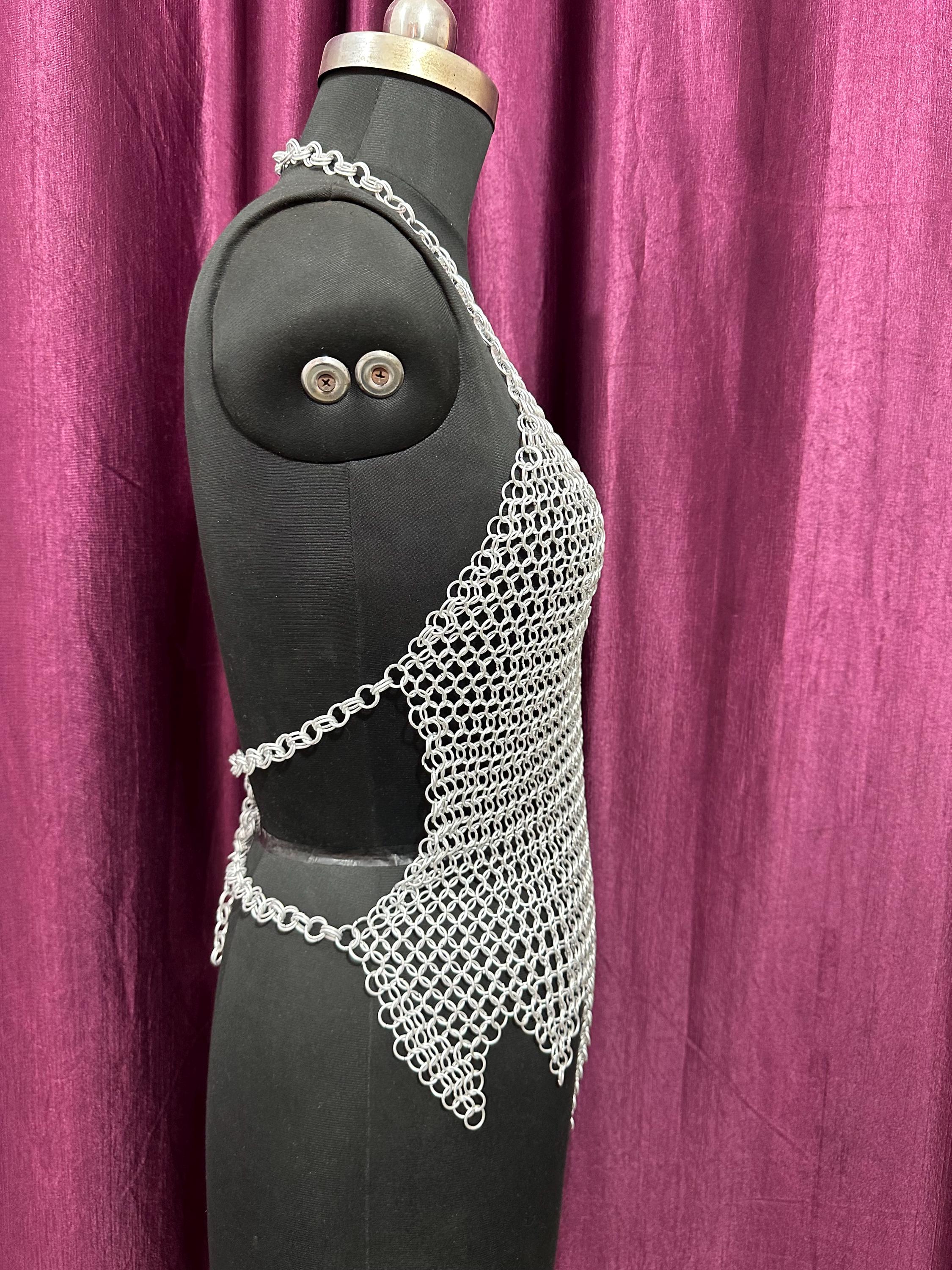 Silver Butted Chainmail Top : Women's Fashion Wear and Cosplay Costume ...