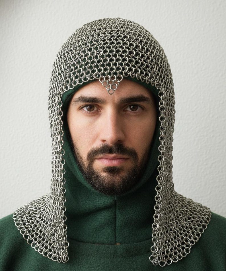 Medieval Chainmail Coif Helmet – Handmade Steel Viking Knight Armor ...