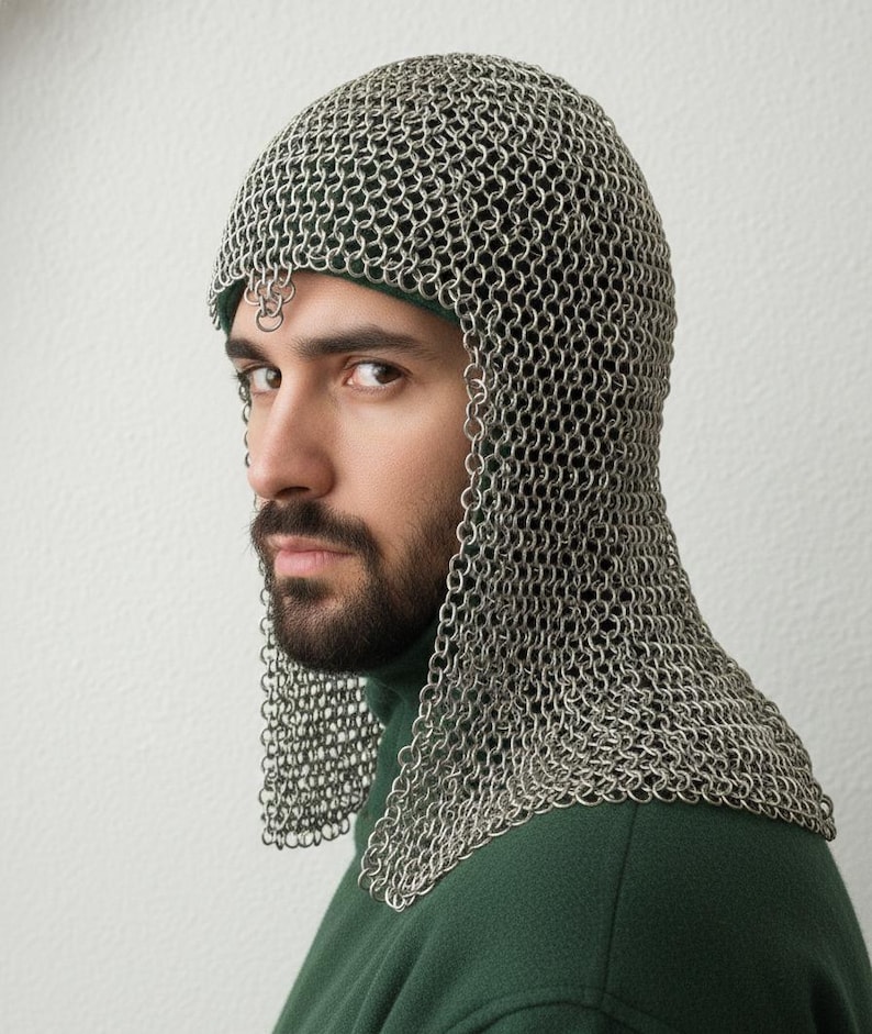 Medieval Chainmail Coif Helmet – Handmade Steel Viking Knight Armor ...