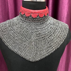 Medieval Chainmail Collar | 6 Mm 18 Gauge Flat Ring Riveted Gorget ...