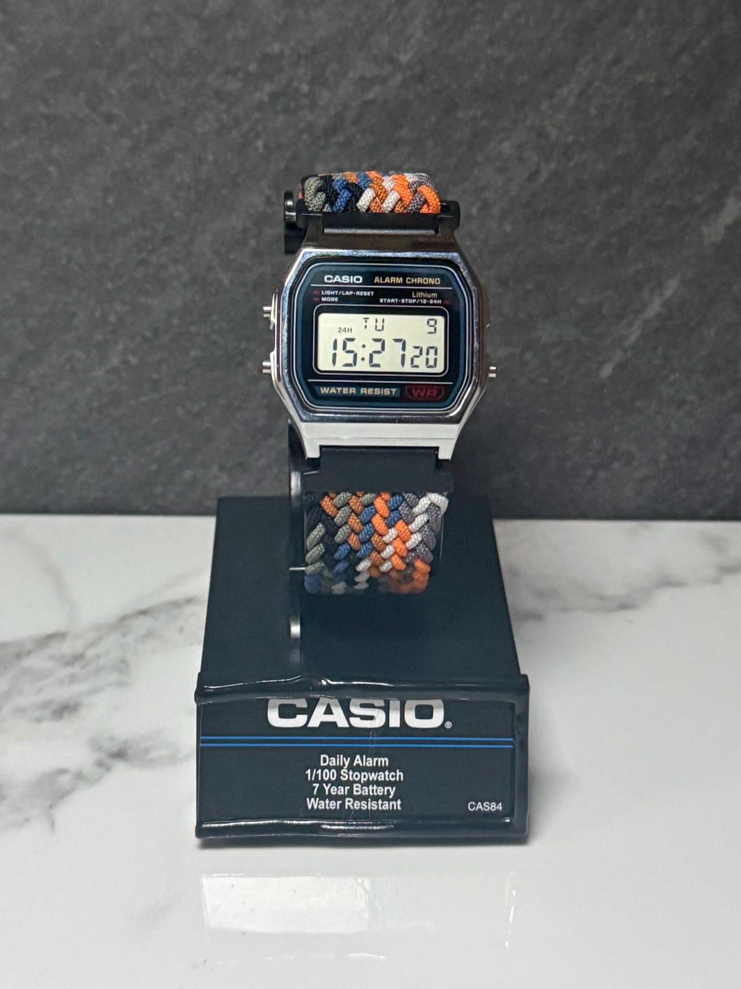 Vintage Restored Casio Watch • Orange Camo Woven Strap - Etsy