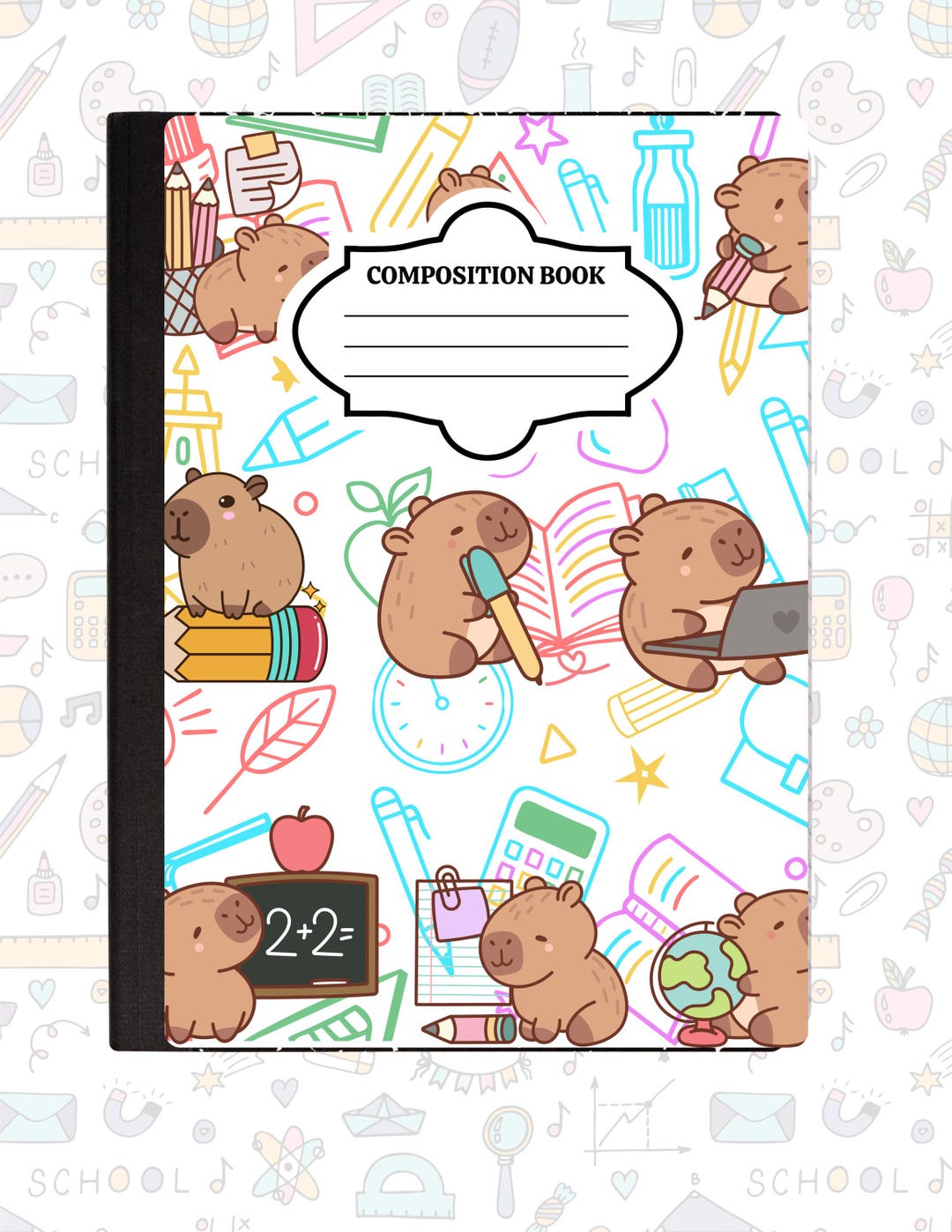CAPYBARA Back to School Composition Notebook Cover-digital File - Etsy