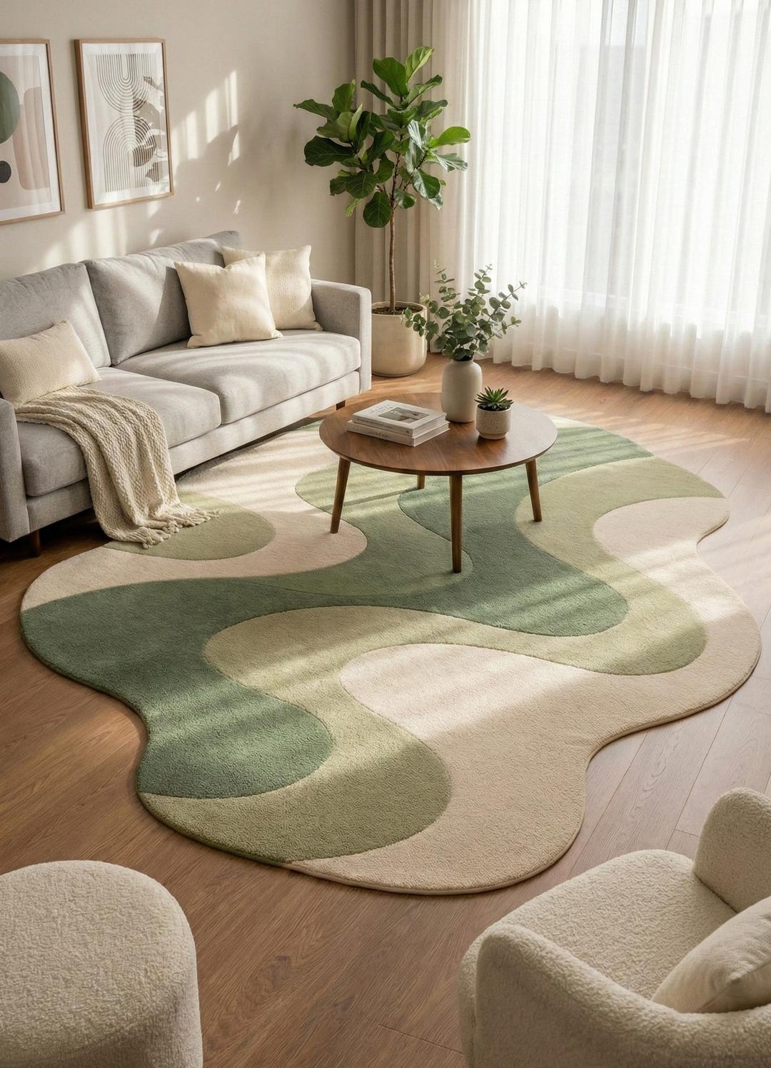 Hand-tufted Wool Wave Rug – Organic Sculpted Design - Etsy