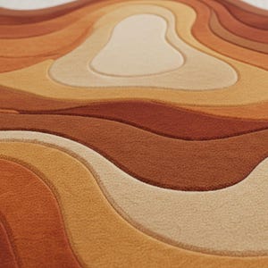 Hand-tufted Wool Wave Rug, 70s Retro Orange Abstract Carpet - Etsy
