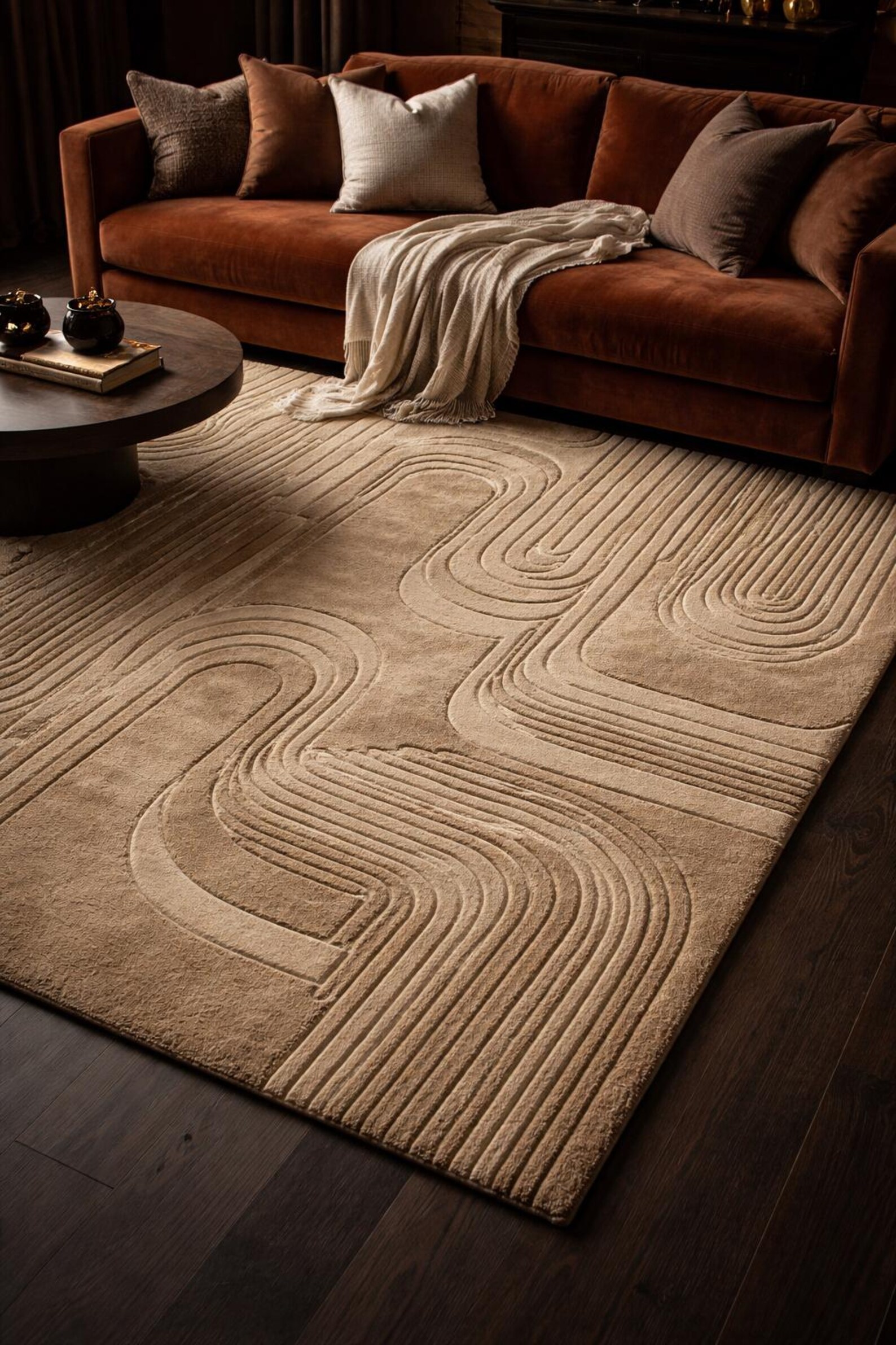 Beige Hand-tufted Area Rug 12x18 - Modern Abstract 3D Carved Designer ...