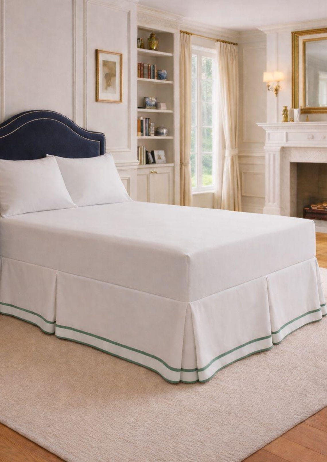 Nice Beddings Linen Edge Double Embroidery Tailored Bed Skirt, 100% ...