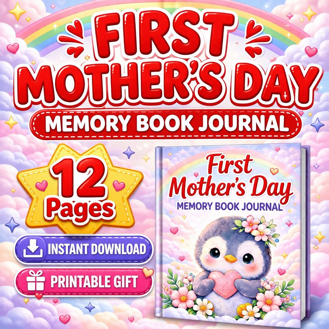 First Mothers Day Memory Book Journal Printable , New Mom Keepsake PDF ...