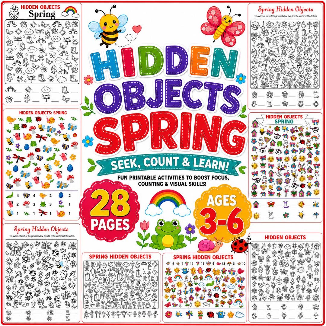 I Spy Spring Printable Activity Book, Seek and Find Game, Kids Activity ...