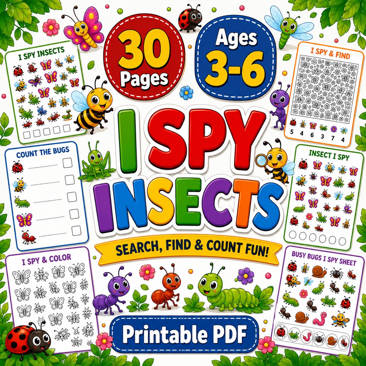 I Spy Insects Printable , Bugs Activity Book , Search and Find ...