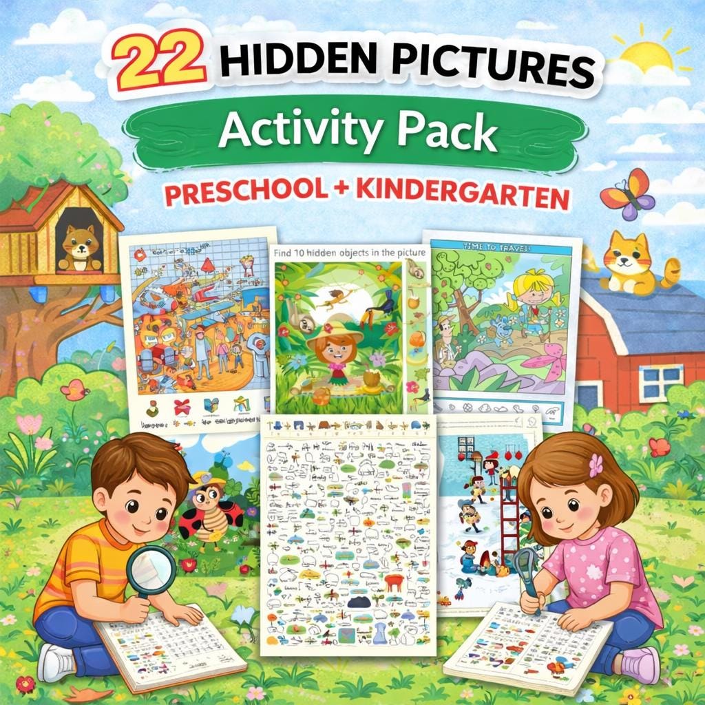 22 Hidden Pictures Printable Pack | Seek and Find for Kids Ages 3-7 ...