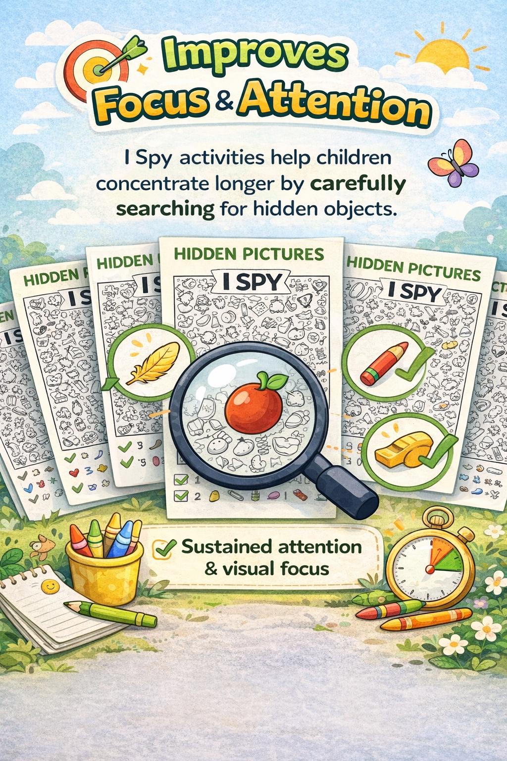 24 Hidden Pictures I Spy Printable | Kids Puzzle Worksheets for Kids ...