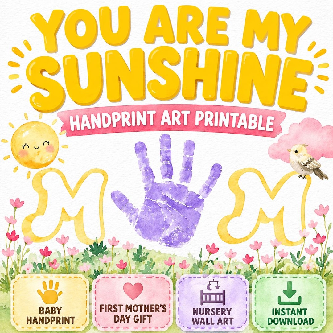 You Are My Sunshine Handprint Art Printable , First Mother’s Day Gift ...