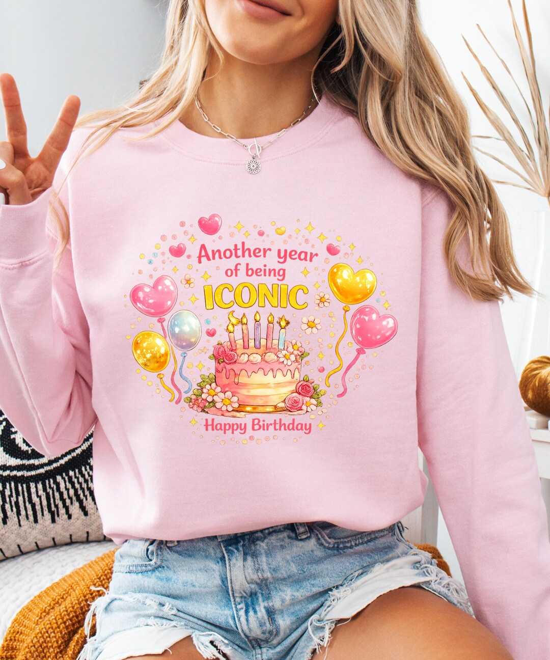 Another Year of Being Iconic Birthday Sweatshirt With Cake Candles ...