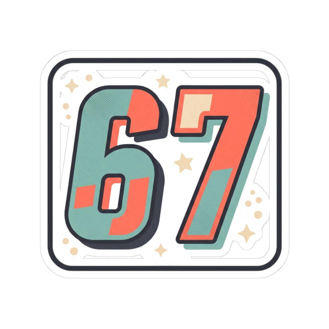Sticker Die-cut Retro Number 67 | Kiss-cut Decorative Vinyl Sticker - Etsy