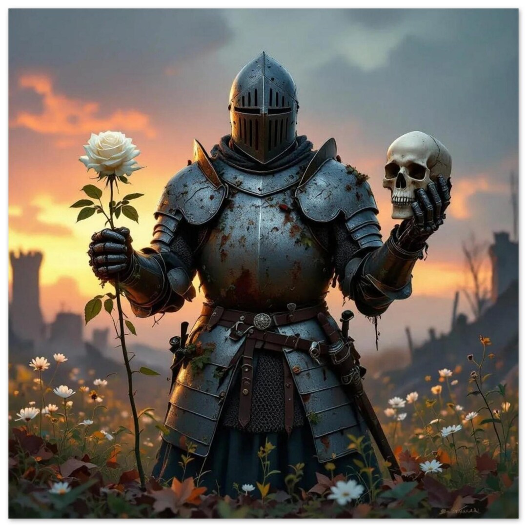 Duality of Life – Knight in Armor Art Poster - Etsy