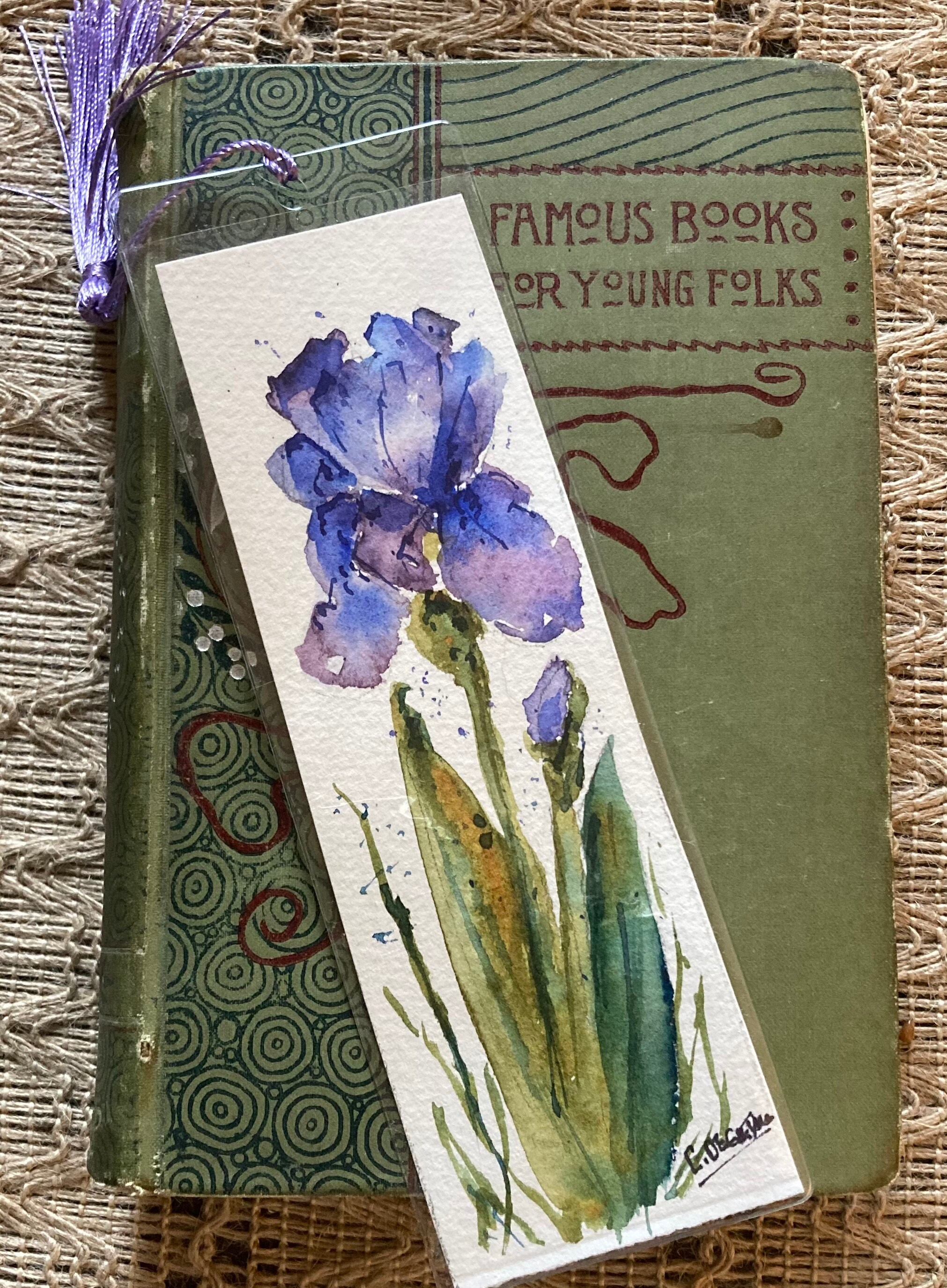 Bookmarks Set of 3 Floral Watercolor Original Not Prints Iris Sunflower ...