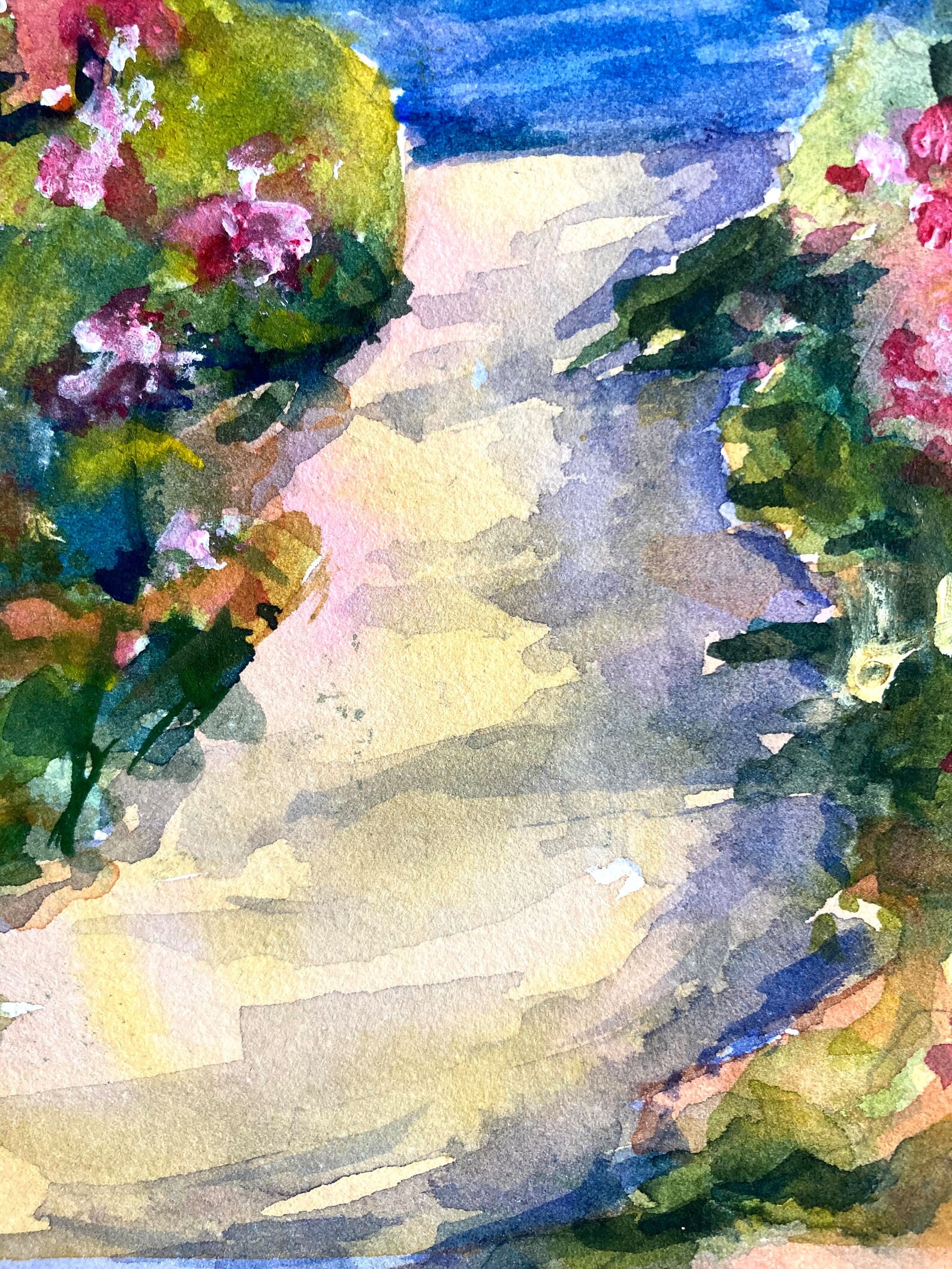 Watercolor Seascape Cape Cod Sand Dunes Original Watercolor Beach Roses ...