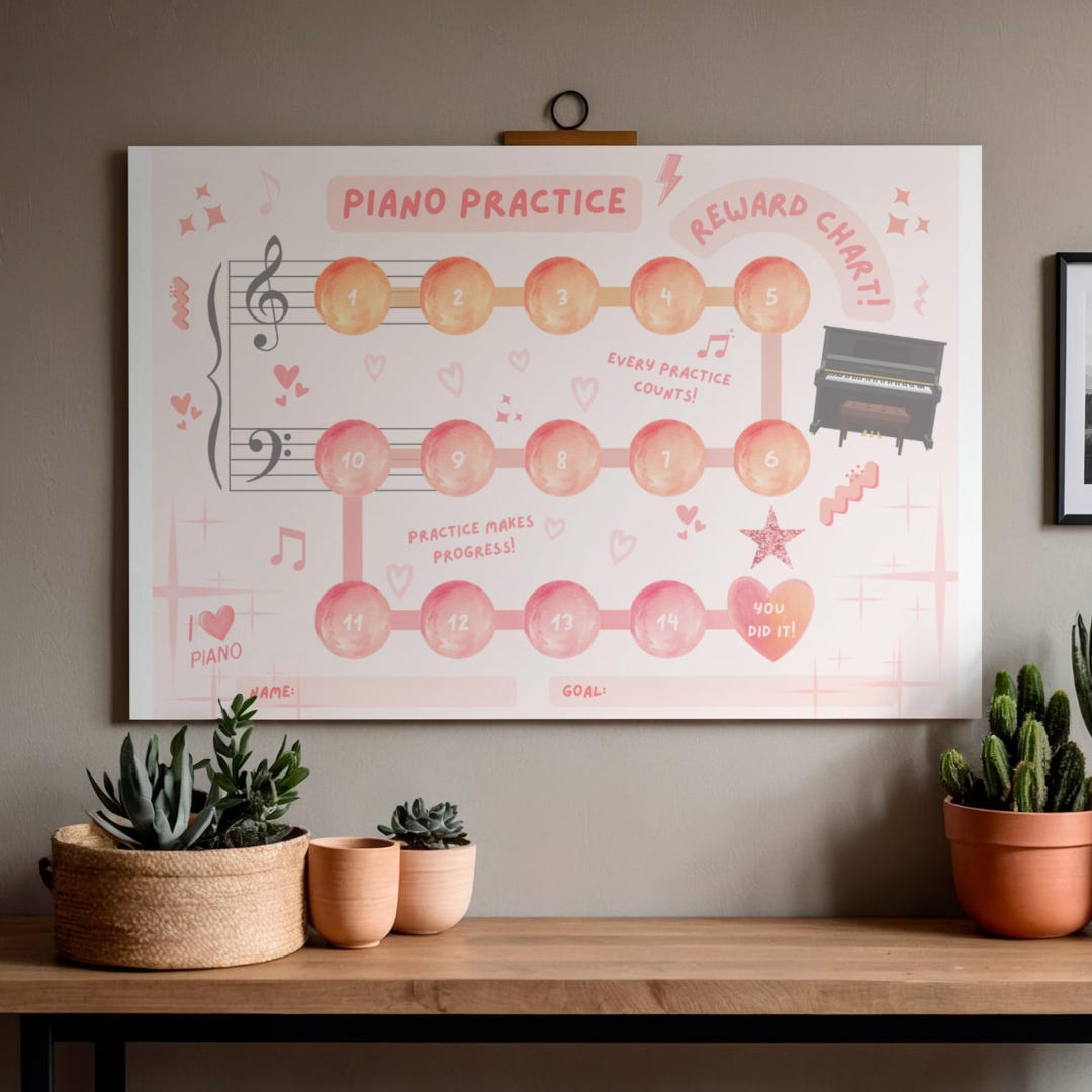 Piano Practice Reward Chart (pink) - Printable PDF - Etsy
