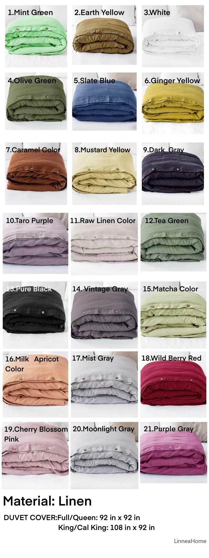 Soft Washed Linen Duvet Cover, Natural Linen Bedding in 21 Colors ...