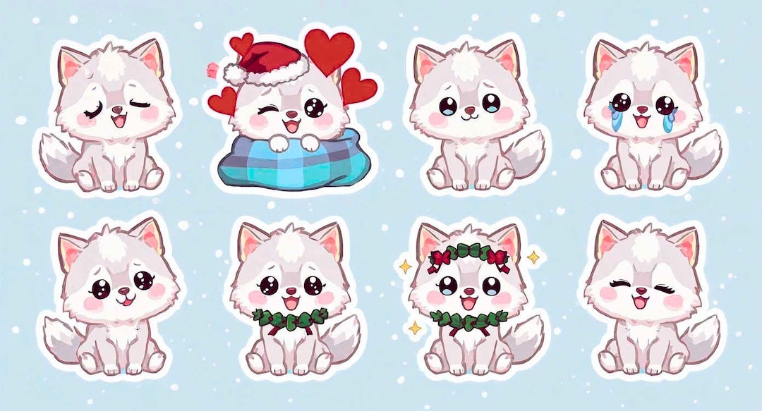 Kawaii Snow Wolf Pup Sticker Pack - Etsy