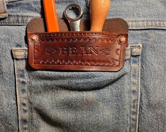 Personalized Pocket Protector Leather. Shirt Pocket Protector, Father's ...