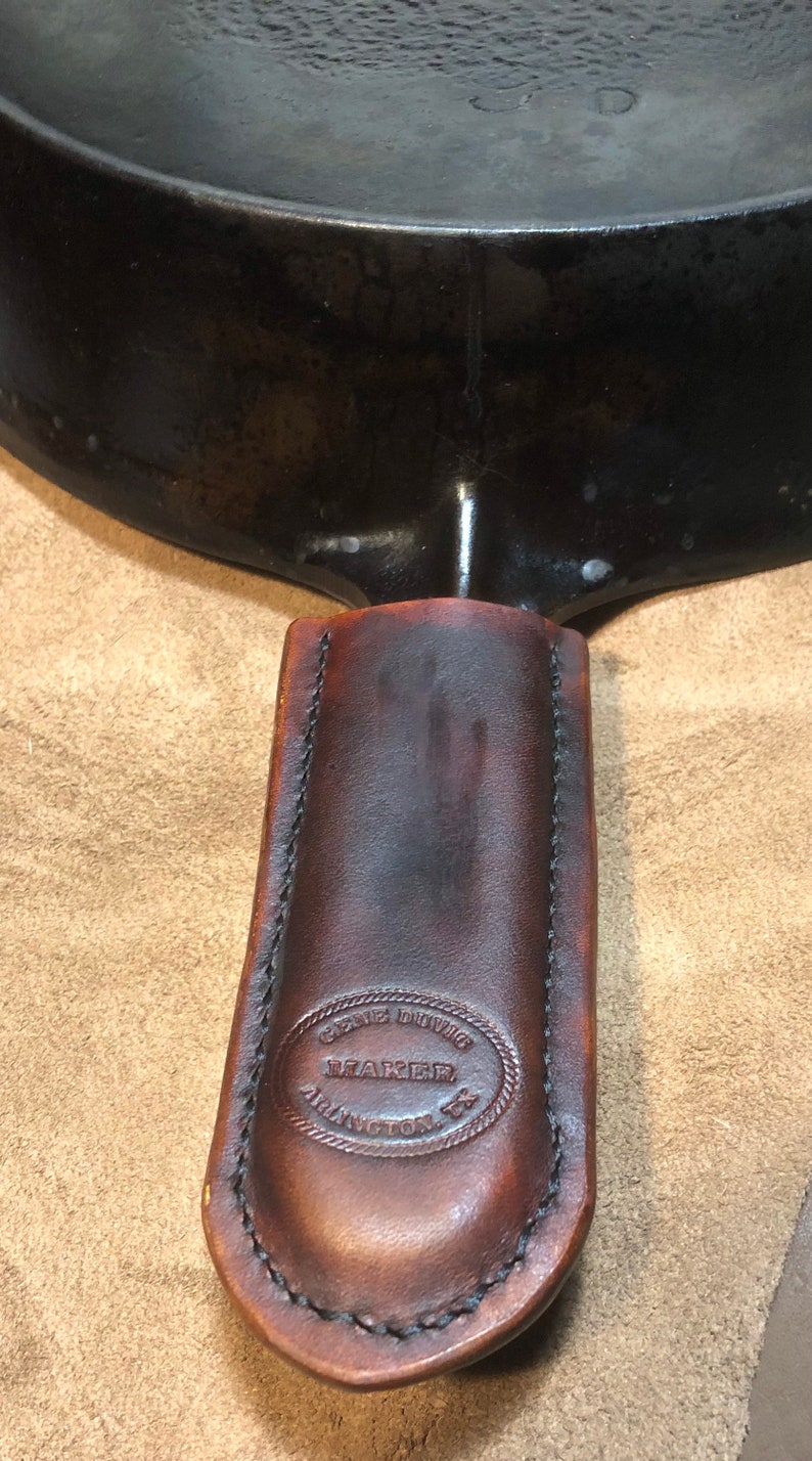 Leather Cast Iron Skillet Handle Cover Sleeve Dark Brown/black - Etsy