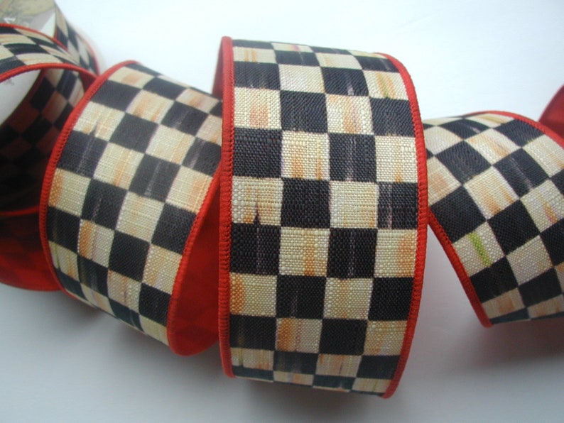 Mackenzie Childs Wired Ribbon 1 Yard BTY BY the YARD Courtly Check 2 ...