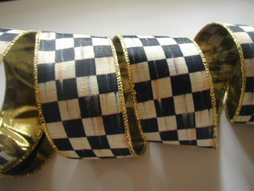 BY the YARD Mackenzie Childs Courtly Check Wired Ribbon 1 Yard BTY 2 ...