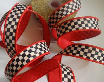 Mackenzie Childs Wired Ribbon 1 Yard BTY BY the YARD Courtly Check 2 ...