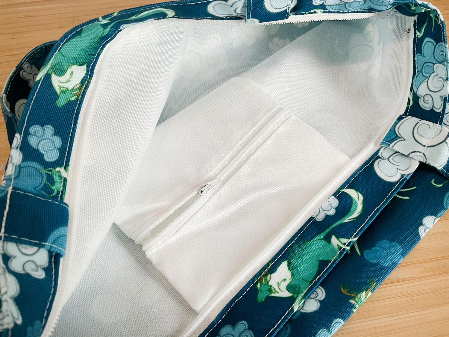 Tote Bag - Playful Kirin Pattern Blue Clouds Canvas Zippered Closure - Etsy