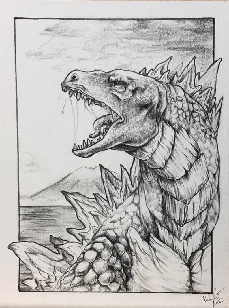 Original - Headcanon Godzilla Kaiju Monster Pencil Graphite Drawing ...