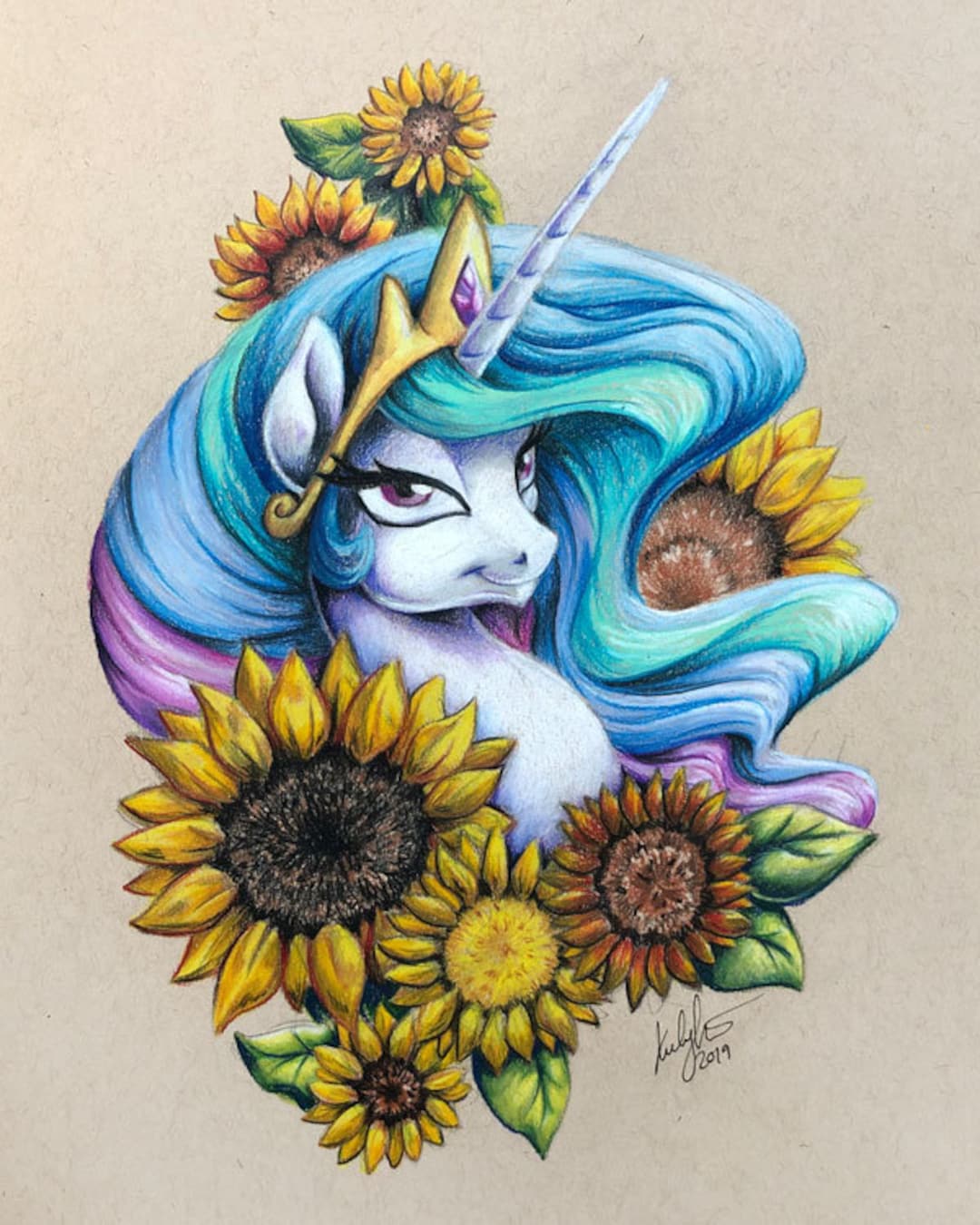 Sunflower Princess - Celestia Pony Print - Etsy