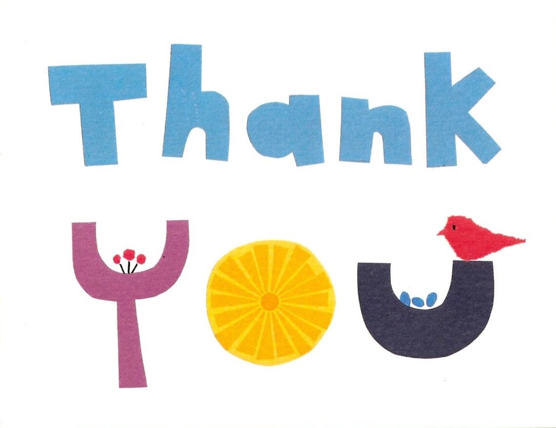 Thank You Block Letters note card Illustration by Toni Yuly | Etsy