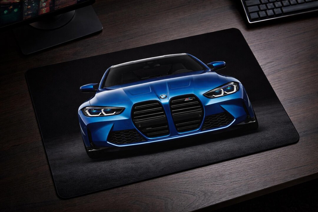 Blue Sports Car Front View Desk Mat | Automotive Racing Mousepad - Etsy