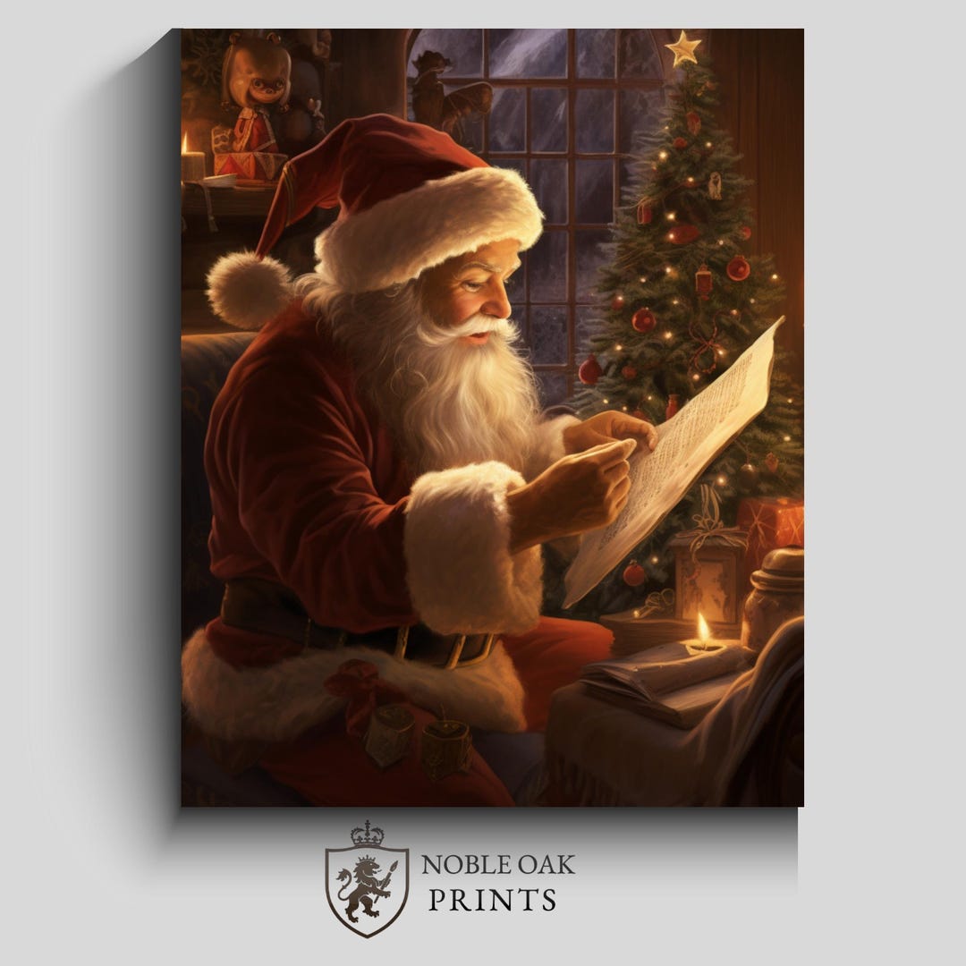 Santa Reading Naughty or Nice List | Classic Christmas Wall Art NV137 ...