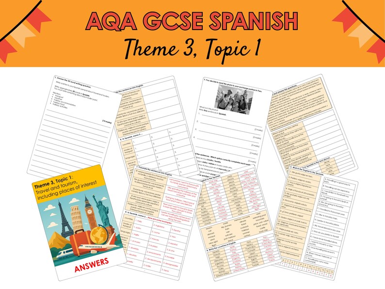 GCSE Spanish Exam Booklet | AQA Theme 3 Travel (pdf + Ppt) - Etsy