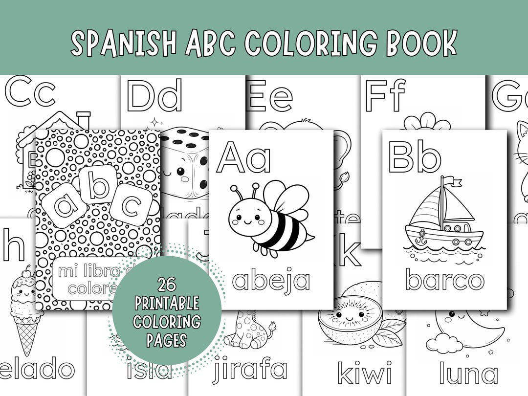 Spanish Alphabet Coloring Book | 26 Page Printable (PDF) - Etsy