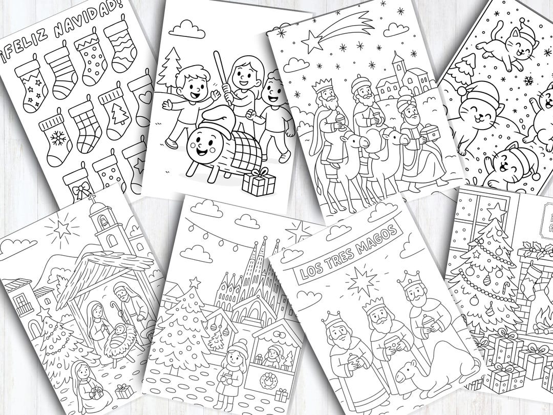 Spanish Christmas Coloring Pages - Etsy