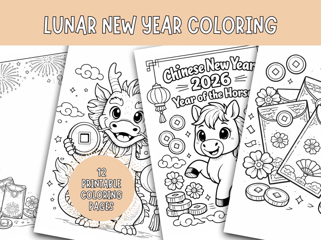 Lunar New Year 2026 Coloring Pages - Instant Download (PDF) - Etsy UK