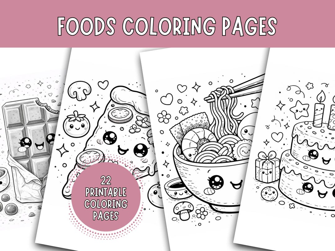 Kawaii Food Coloring Pages - Instant Download (PDF) - Etsy