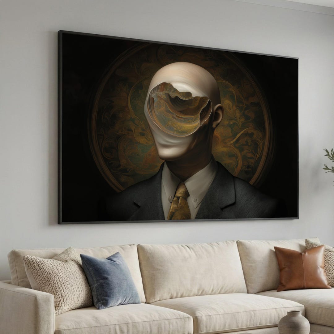 Surreal Hollow Face Portrait, Large Canvas, Living Room, Bedroom ...
