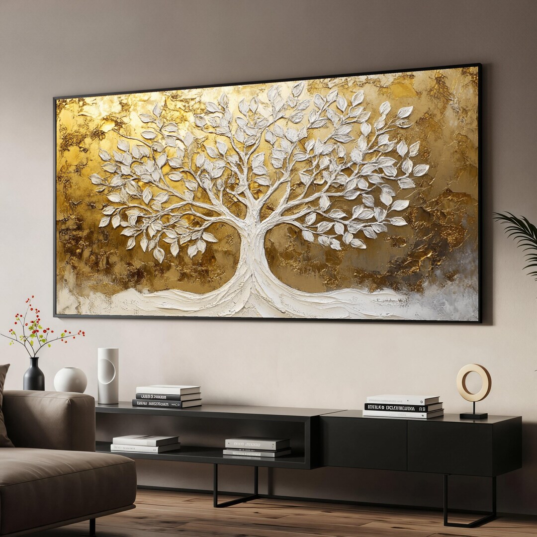 Gold Leaf Tree Canvas Art, Textured Nature Wall Decor - Etsy