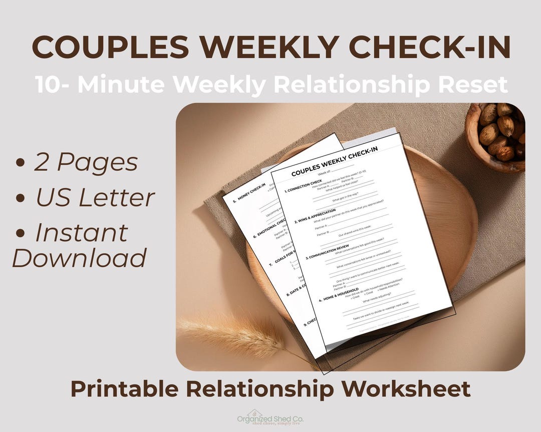 Couples Weekly Check-in Worksheet | 10-minute Relationship Reset ...
