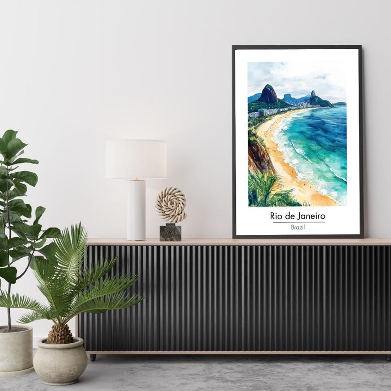 Rio De Janeiro Travel Print, Brazil Watercolor City Art, South America ...