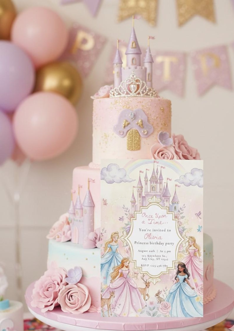 Princess Birthday Invitation, Once Upon a Time Invite, Watercolor ...