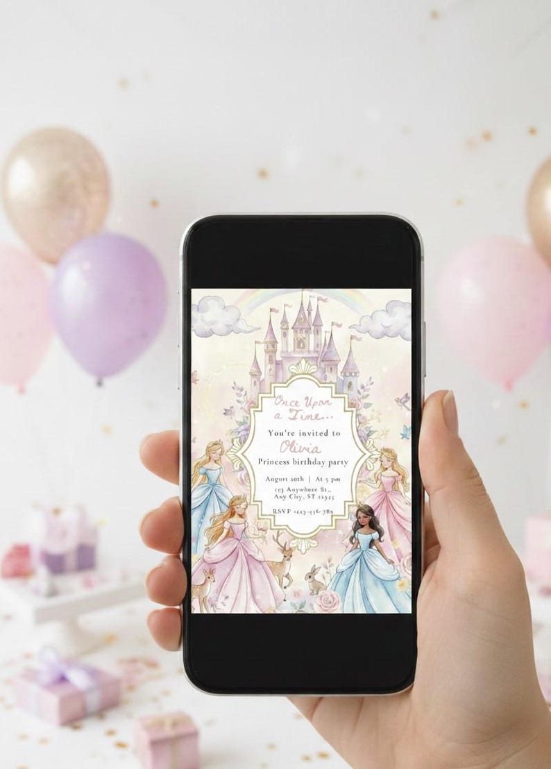 Princess Birthday Invitation, Once Upon a Time Invite, Watercolor ...