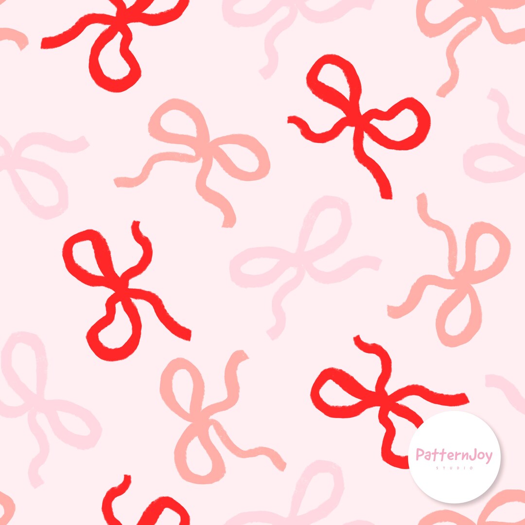 Coquette Seamless Pattern, Pink and Red Bows, JPG Digital File, for ...