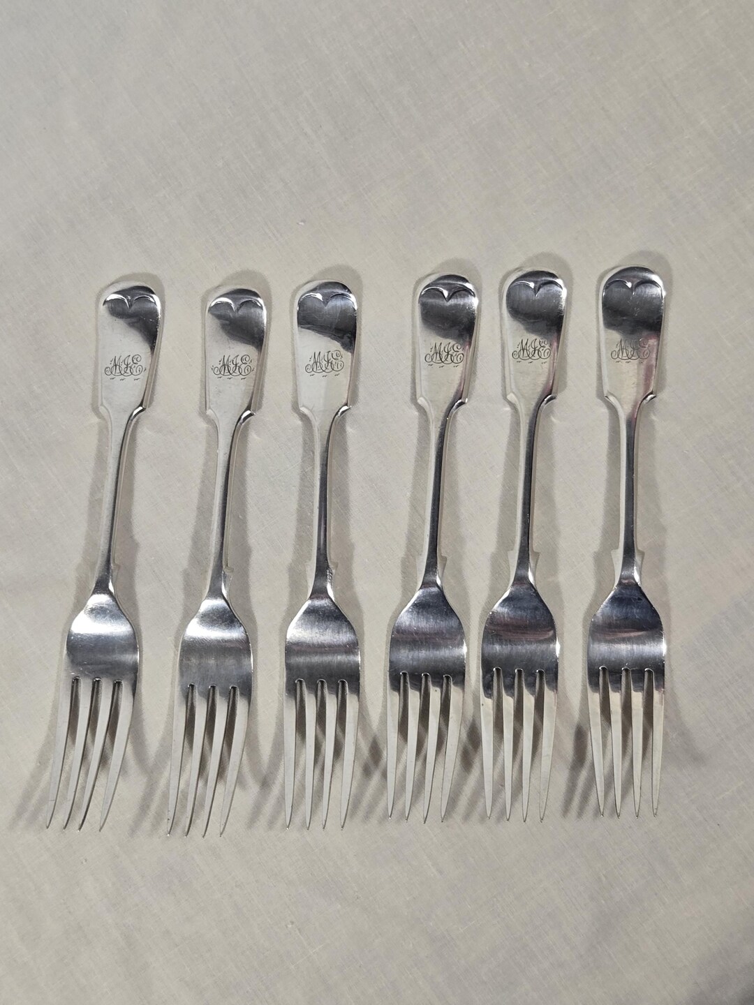 6 Thomas Turner and Co Silver Plate Monogramed Forks - Etsy