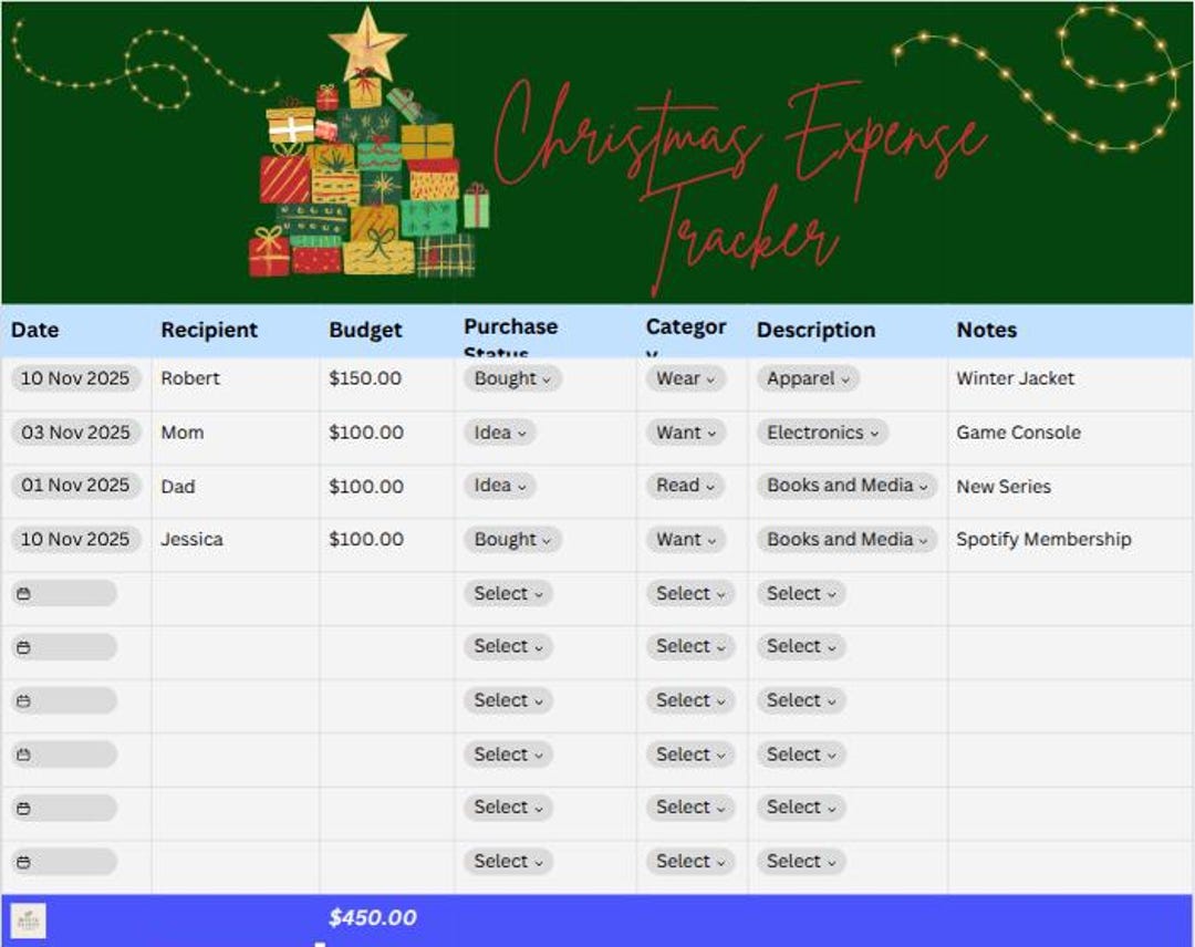 Editable Christmas Expense Tracker | Holiday Spending Planner | Canva ...